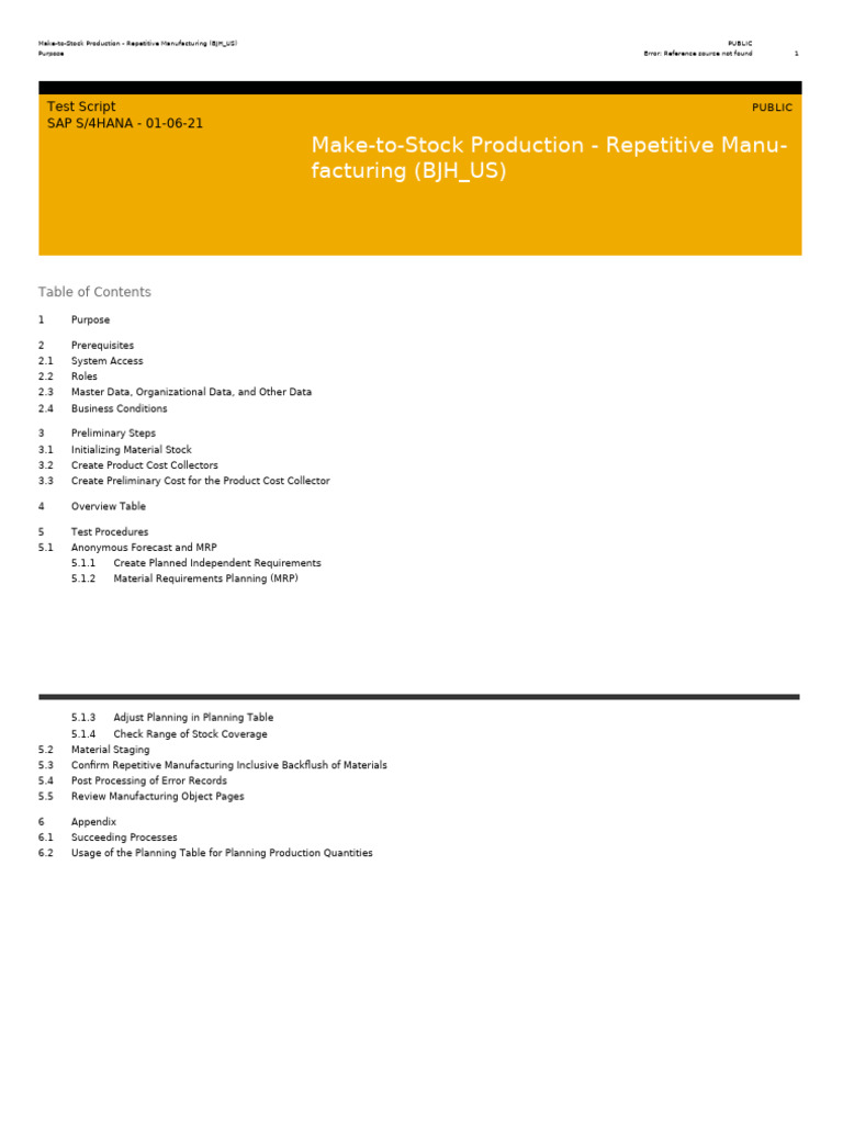 Repetitive Manufacturing Test Procedures | PDF | Business | Production ...