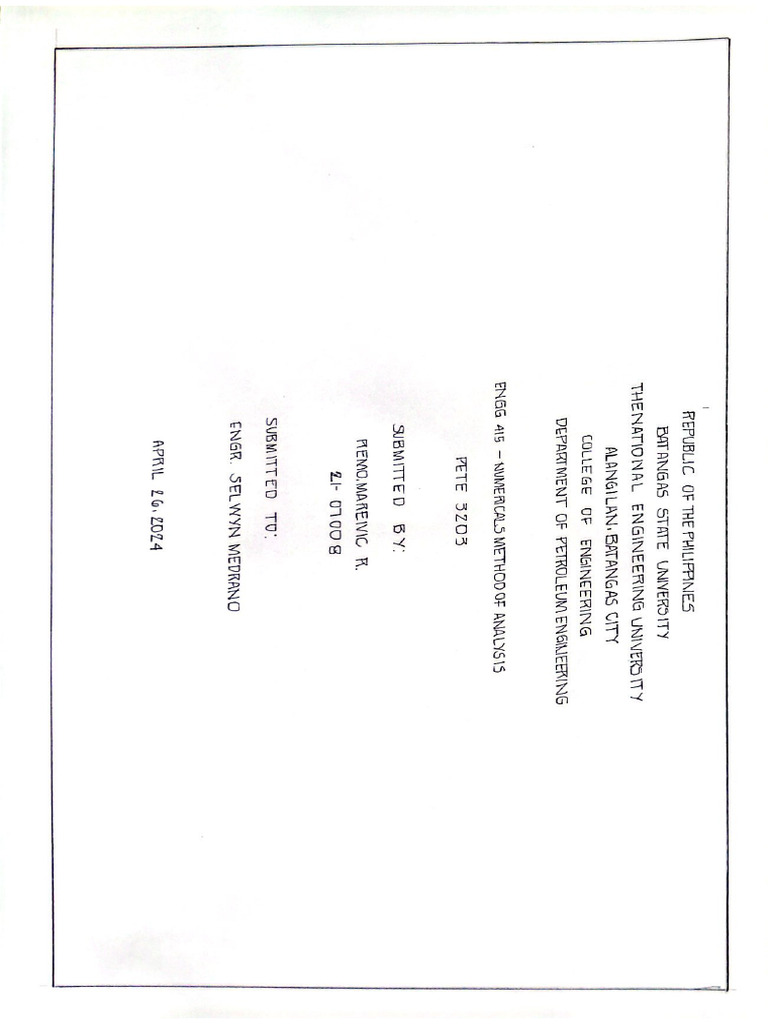 Numericals-Pset 2 Remo-Mareivic R. | PDF