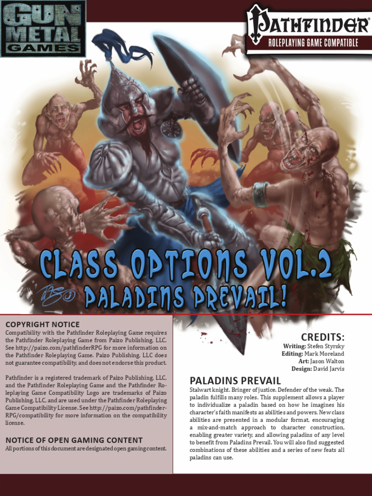 Gun Metal Games - Pathfinder - Class Options, Vol. 2 - Paladins Prevail ...