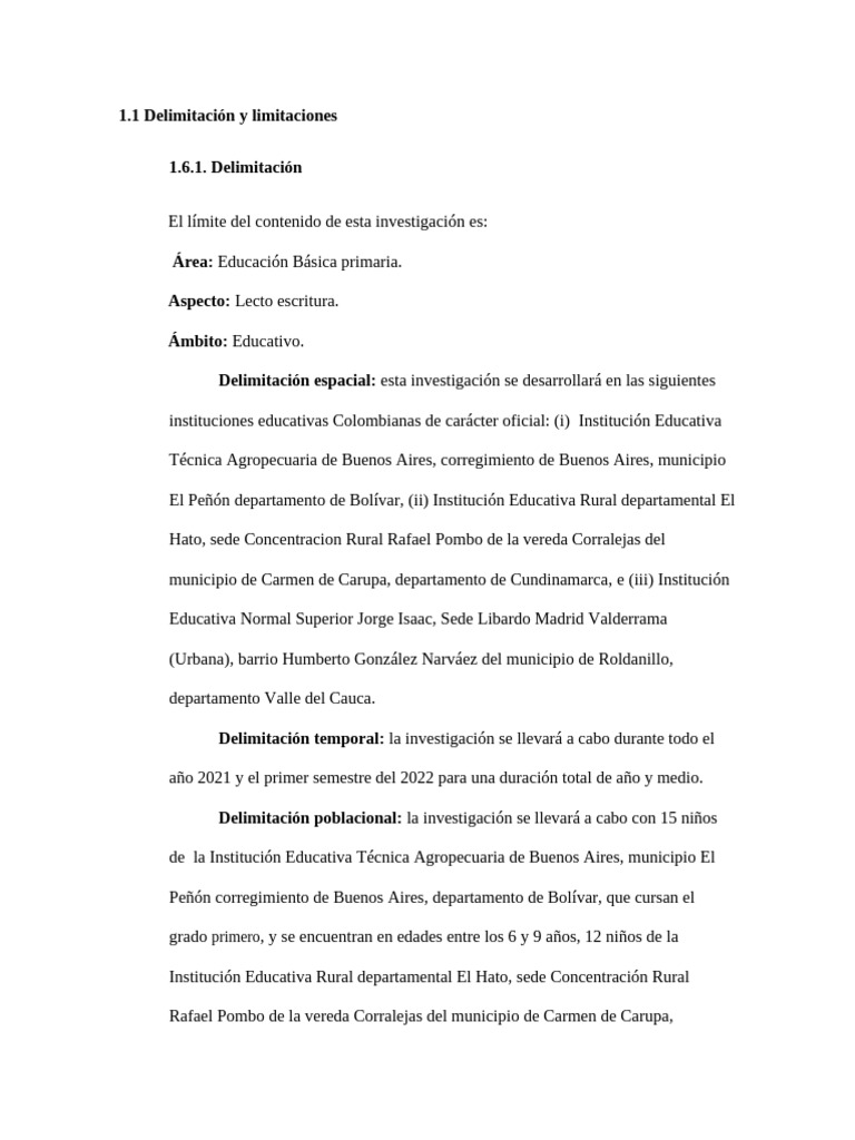 Delimitación de Investigación en Lecto-escritura | PDF | Aprendizaje