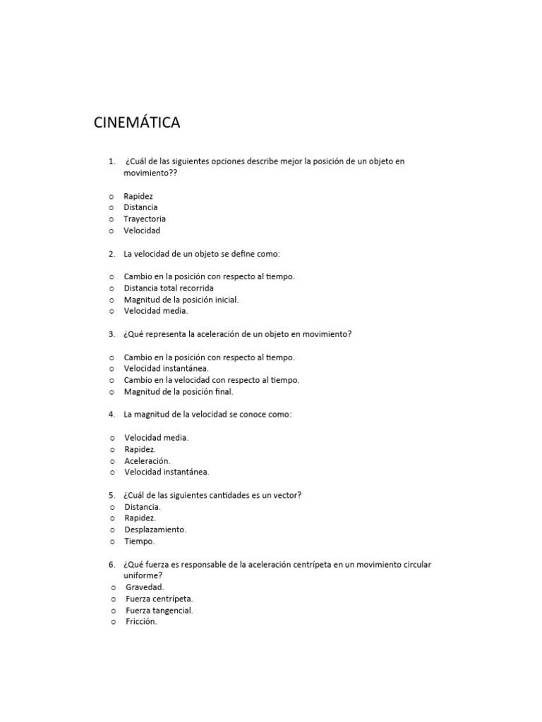 CINEMÁTICA | PDF | Aceleración | Velocidad