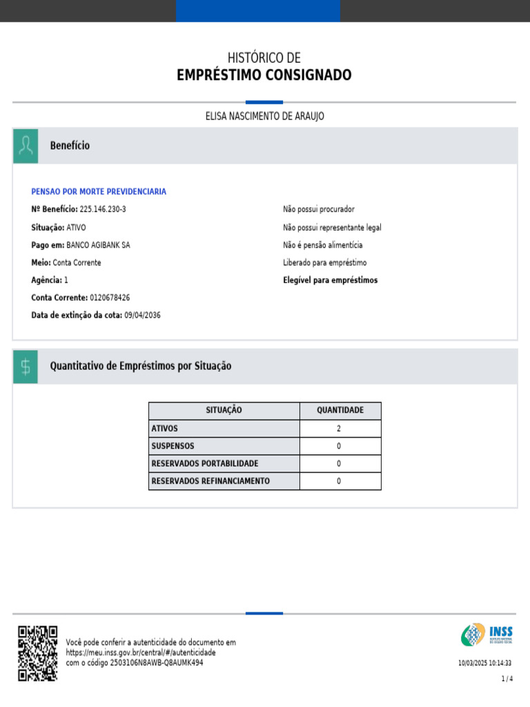 Extrato Emprestimo Consignado Completo 100325 | PDF | Empréstimos ...