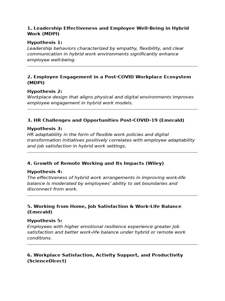 Hybrid Work: Enhancing Employee Well-Being | PDF