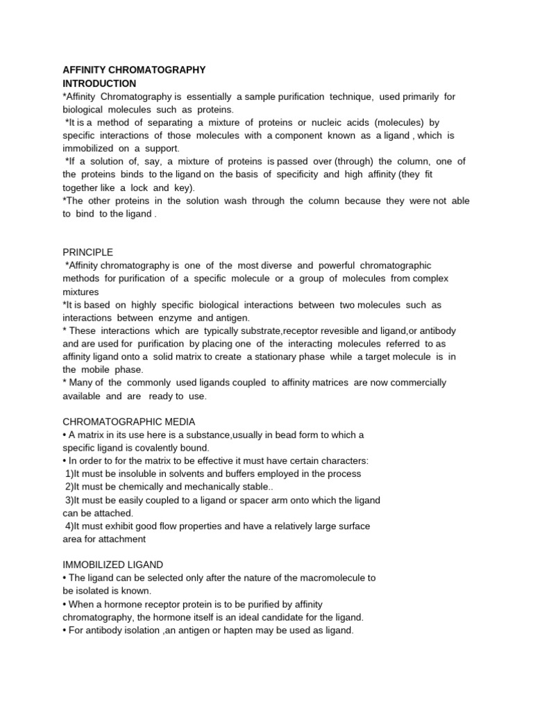 Affinity Chromatography Overview and Methods | PDF | Chromatography ...