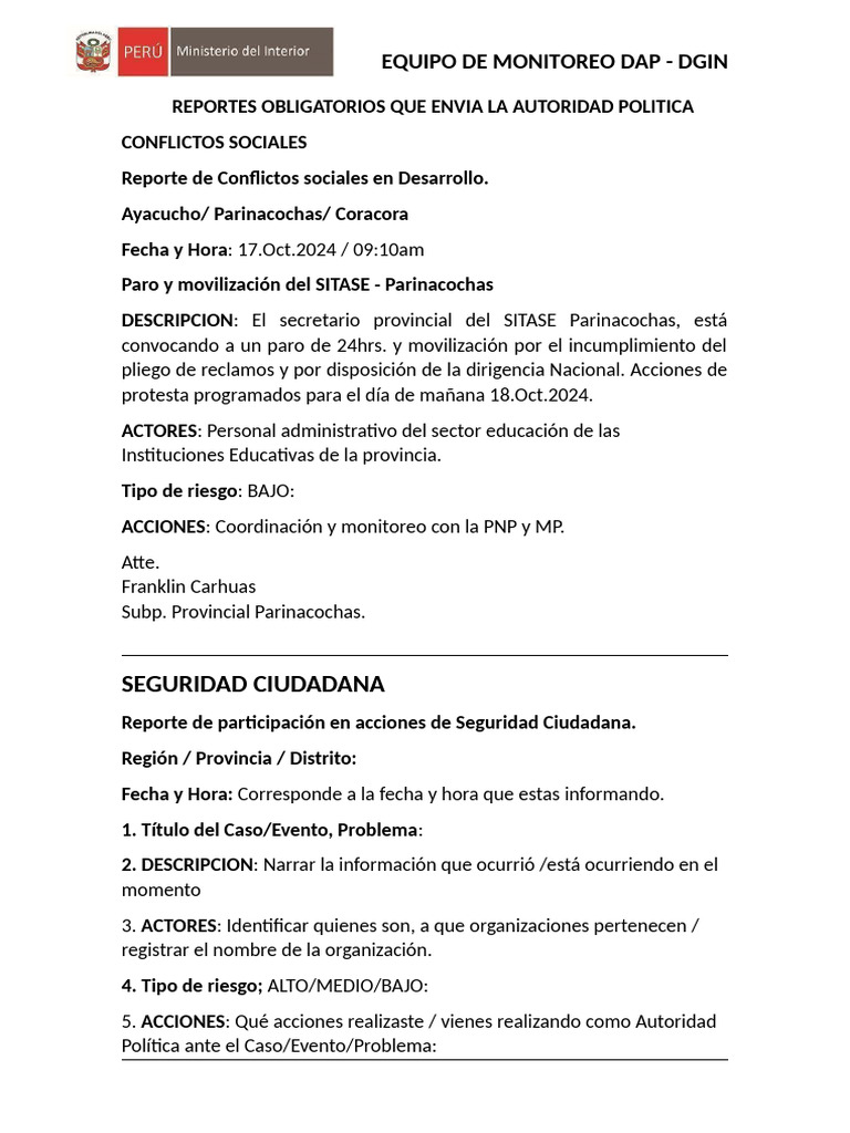 Formato de Reportes | PDF