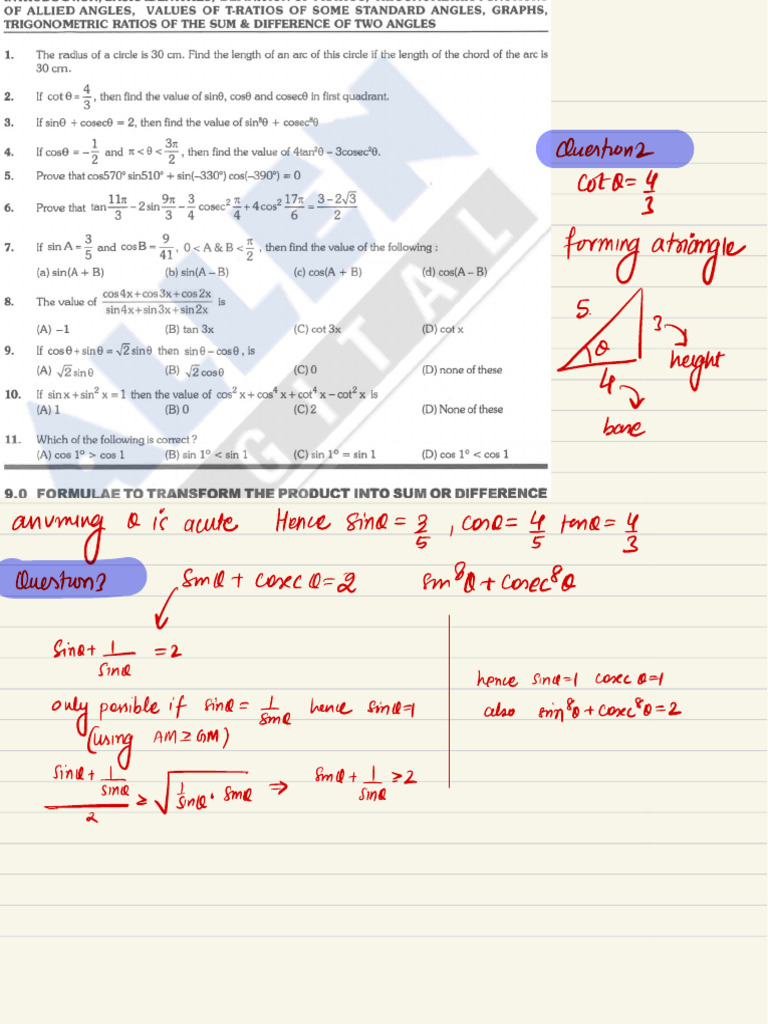 Solution Trigonometry Questione | PDF | Trigonometry | Elementary Geometry