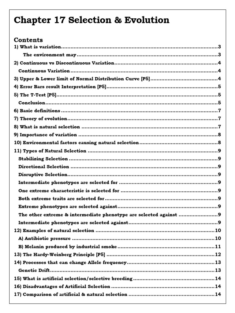 Chapter 17 Selection & Evolution | PDF | Natural Selection | Genetic ...