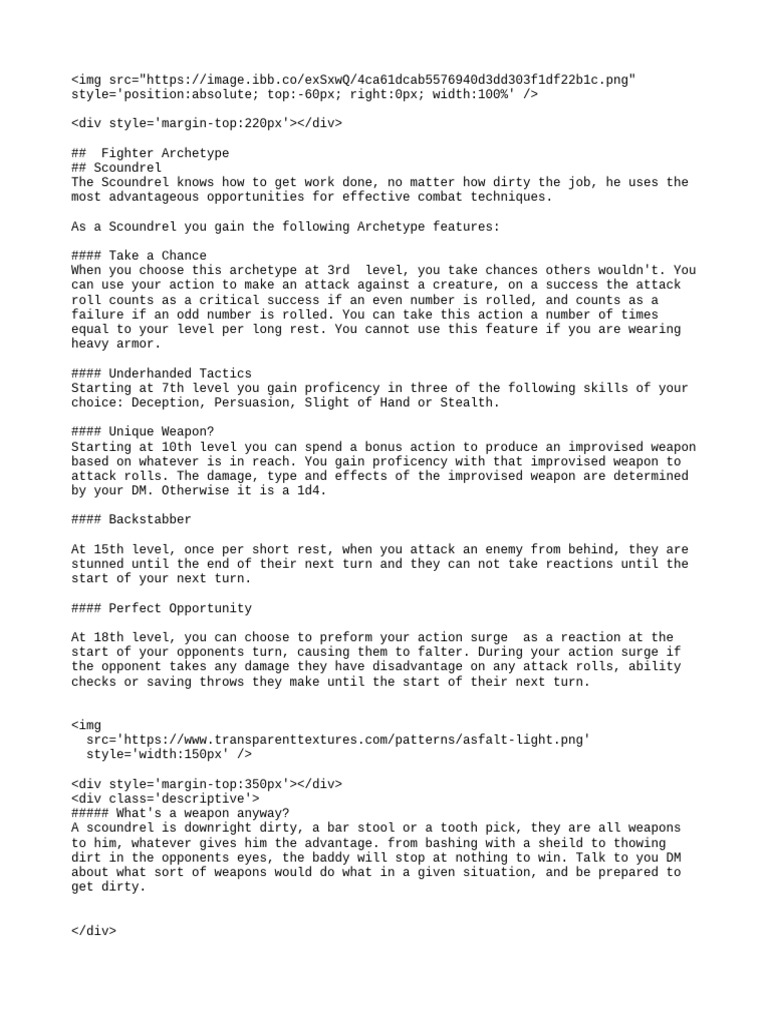 HB ScoundrelFighterArchetype | PDF