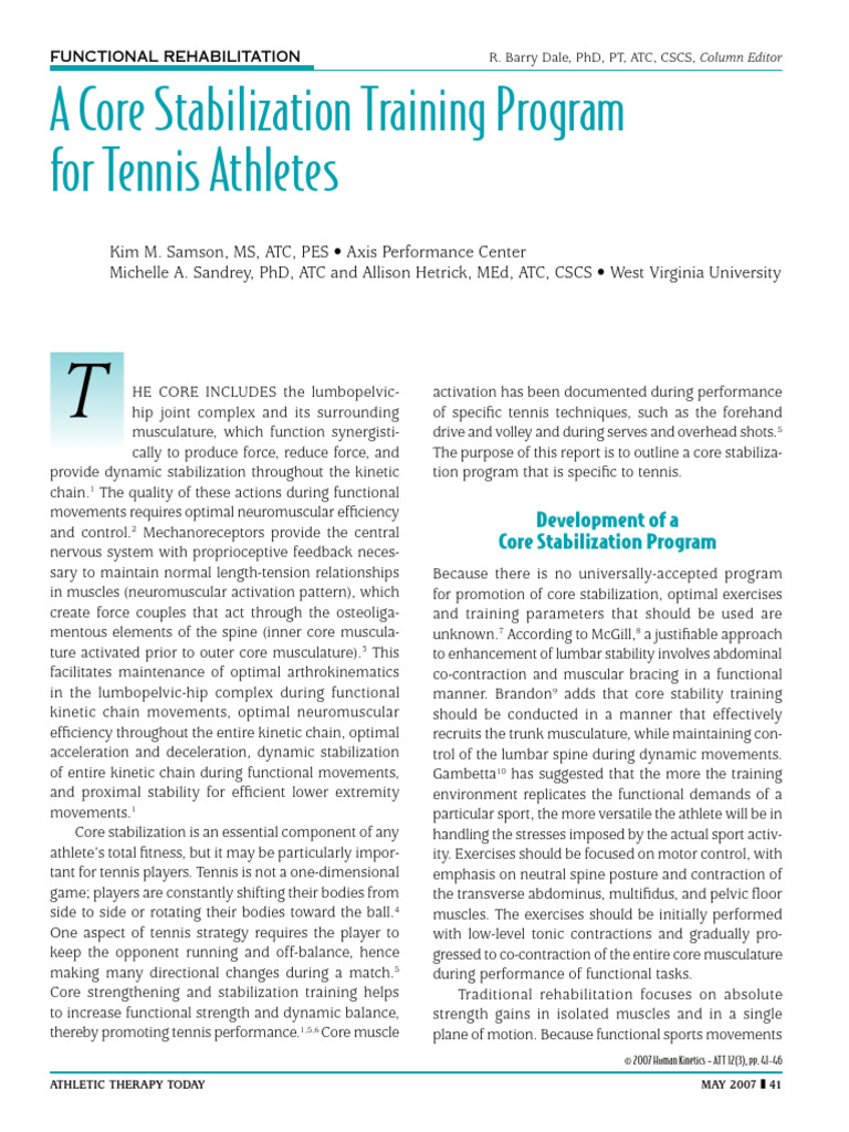 A Core Stabilization Training Program | PDF | Skeletal Muscle ...