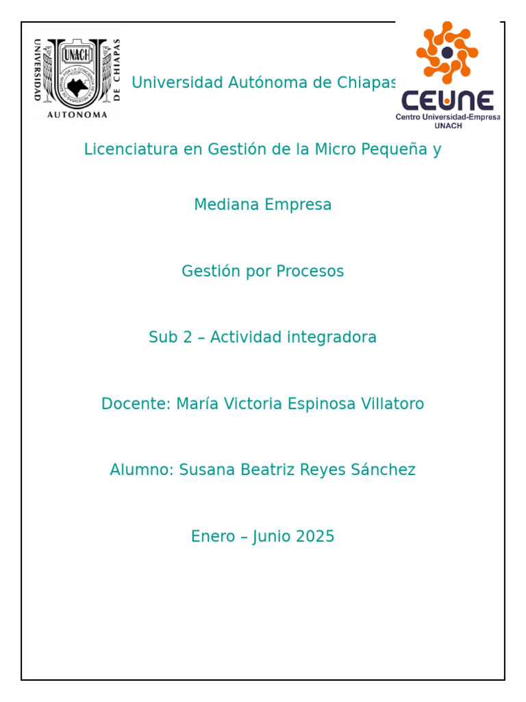 Sub 2 Act Integradora Gestión Por Procesos | PDF | Negocios económicos | Business