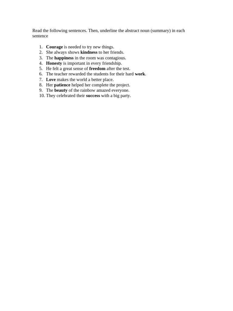 Read The Following Sentences | PDF