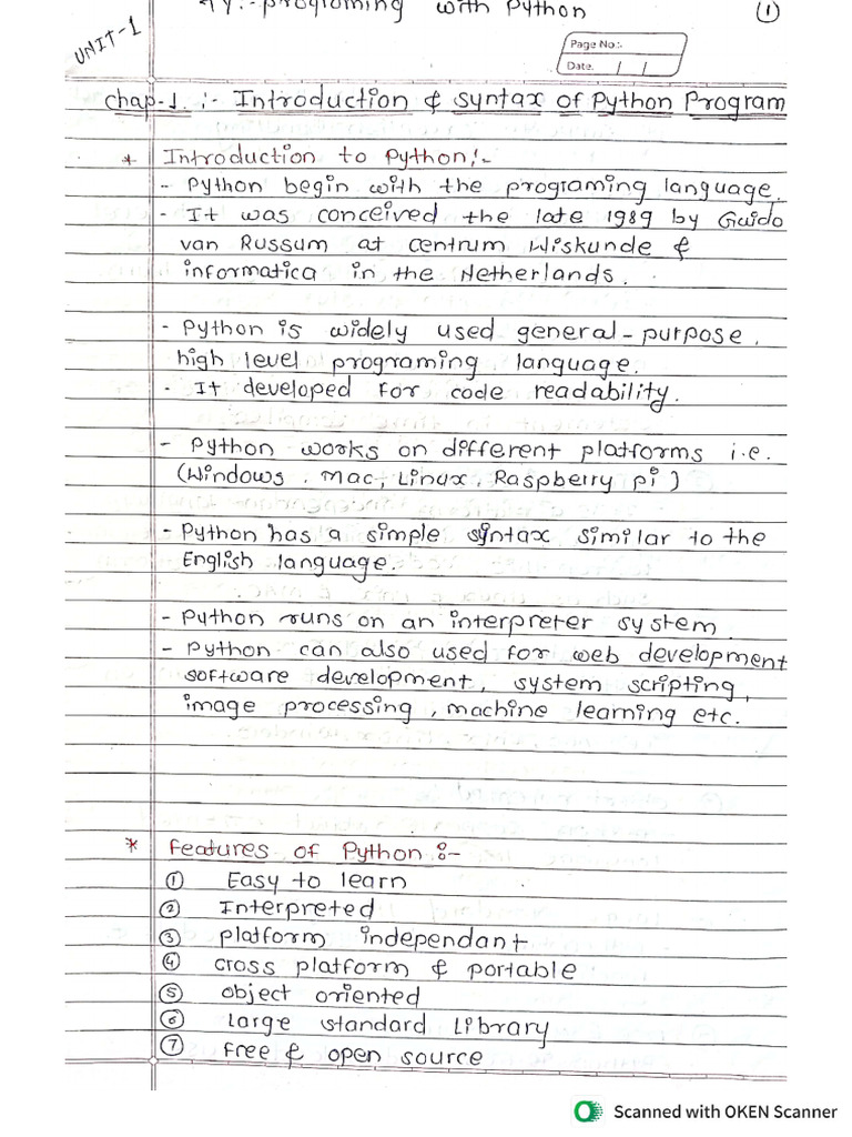 Unit 1 Introduction Python | PDF