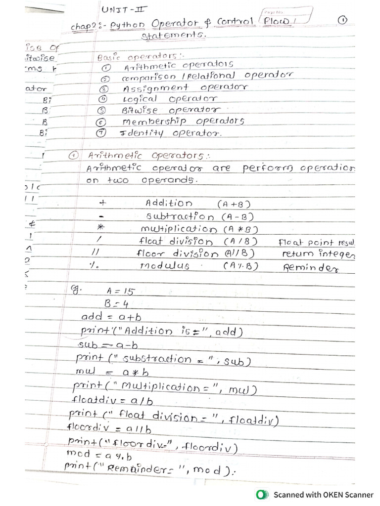 Unit 2 Python Operator Pdf