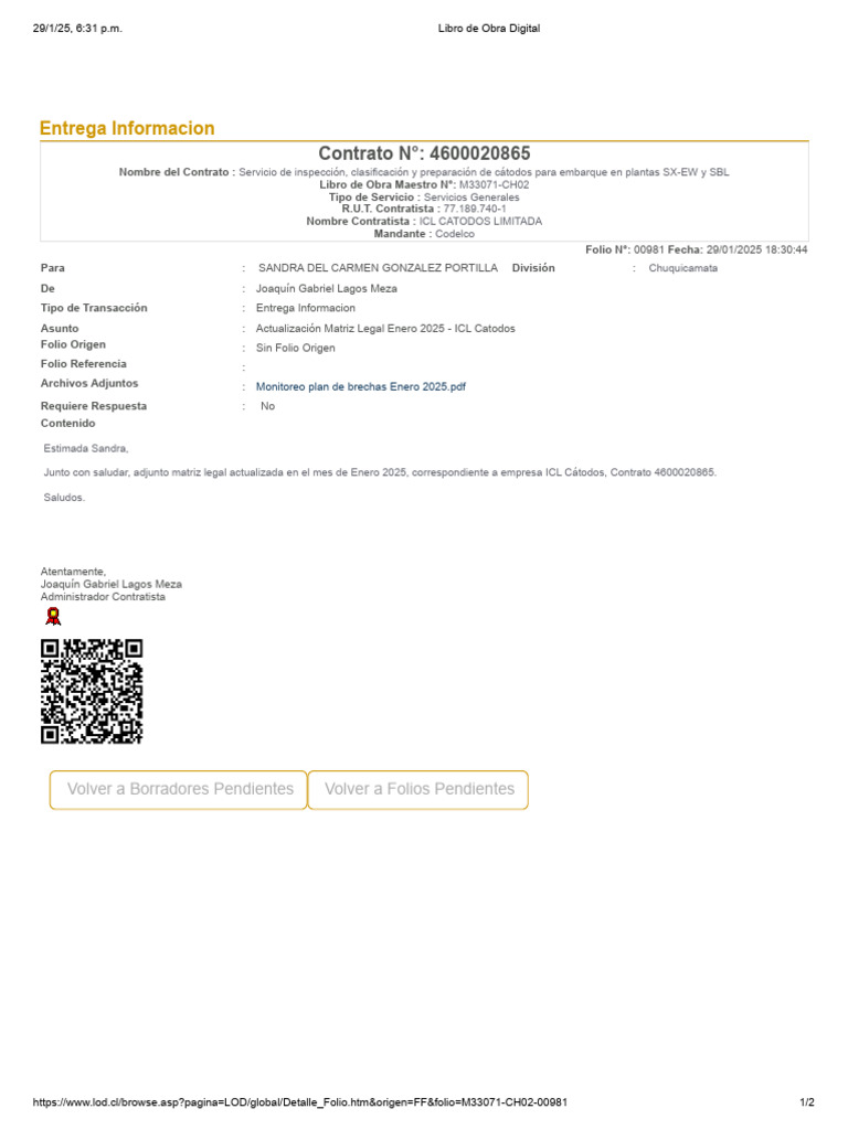 LOD Actualizacion Matriz Legal Enero 2025 ICL Catodos 4600020865 | PDF