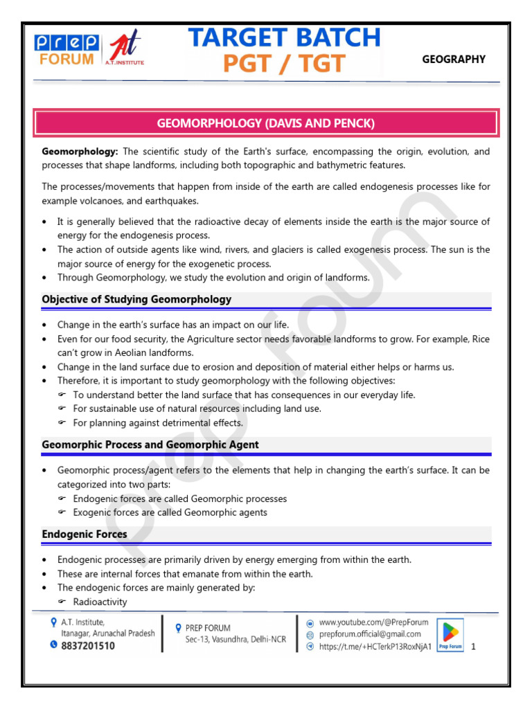 Geomorphology Notes - PDF F | PDF | Geomorphology | Erosion