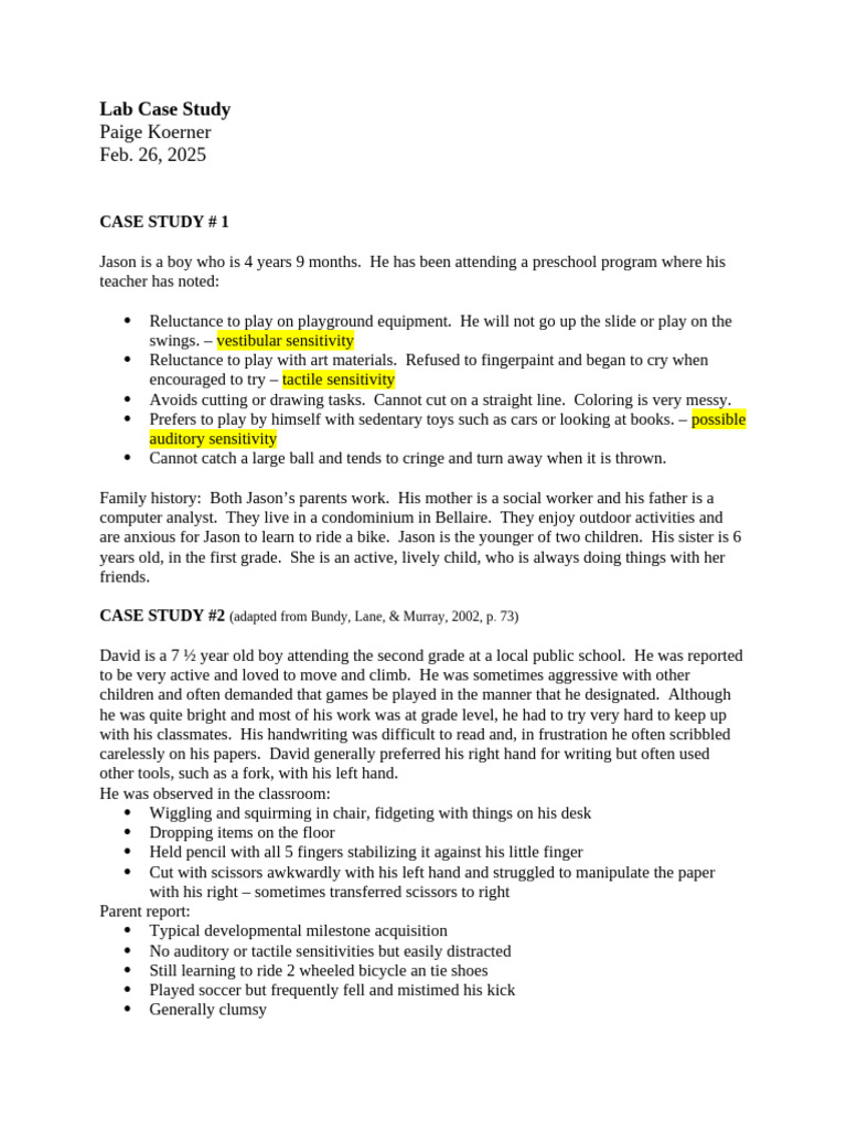 SI Lab - PK | PDF | Perception | Classroom