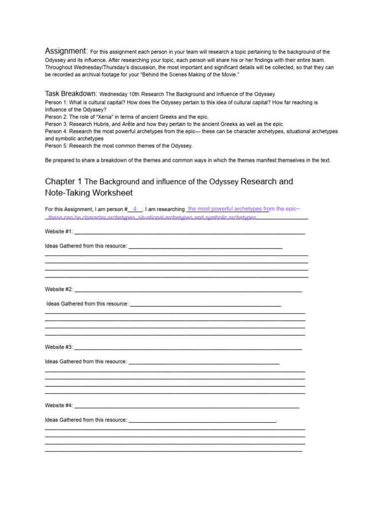 Odyssey+Background+Assignment+1 +jan+10th,+2024 | PDF | Odyssey | Archetype