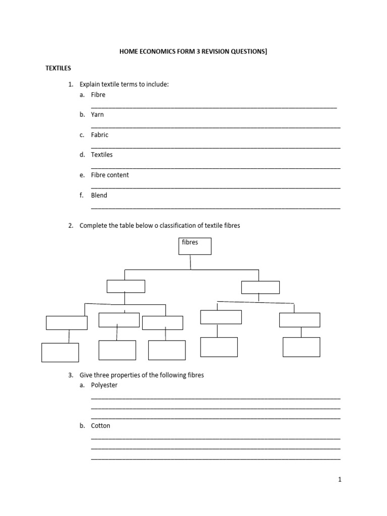 Home Economics Form 3 Revision Questions 2020 | PDF | Seam (Sewing ...