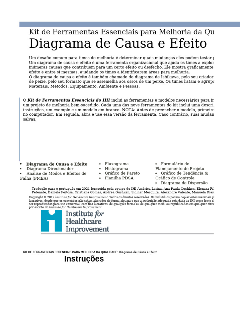 Diagrama de Causa e Efeito Portugu S | PDF