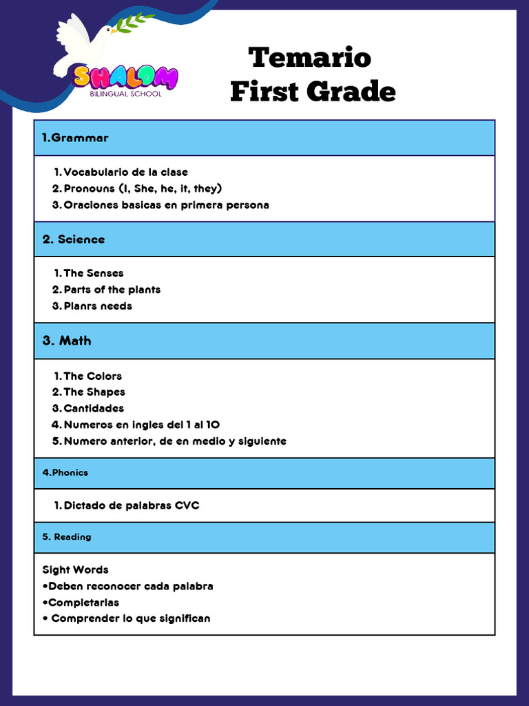 Guía de Estudio Study Guide 1rst Grade | PDF | Lectura (proceso ...