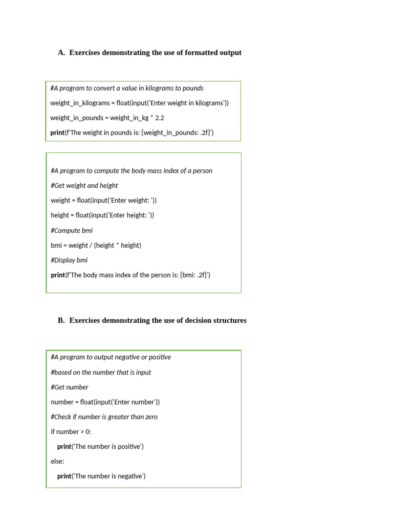 Formatting Output and Decision Structures | PDF