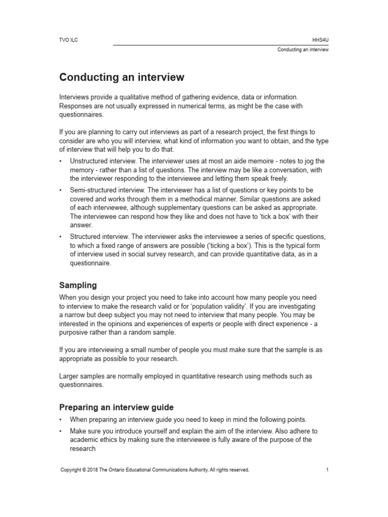 Conducting An Interview | PDF | Interview | Methodology