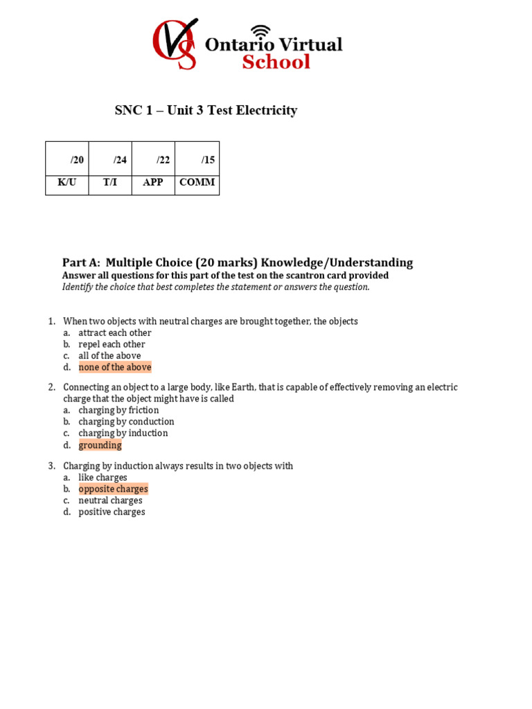 Finished Unit 3 Test SNC1W Electricity | PDF | Electricity Generation ...