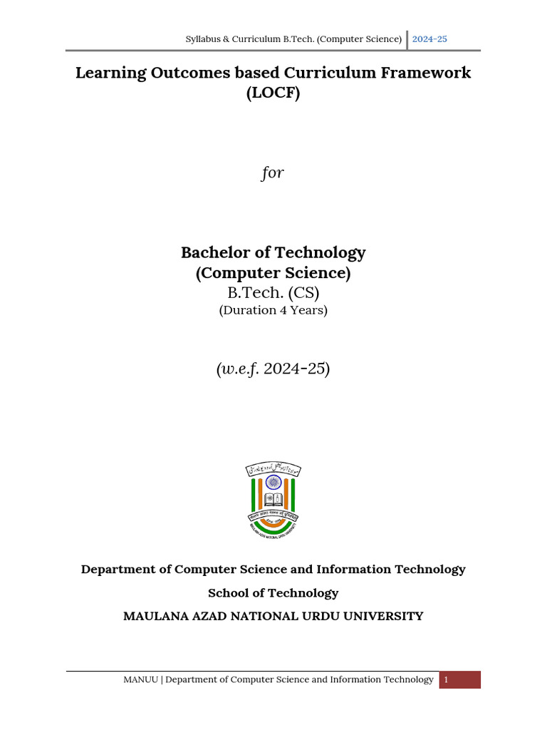 2024-25-btech-cs-locf-syllabus-curriculum-v1-3 | PDF | Engineering | Curriculum