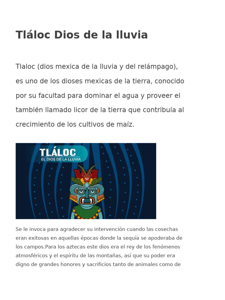 Tláloc Dios de La Lluvia | PDF