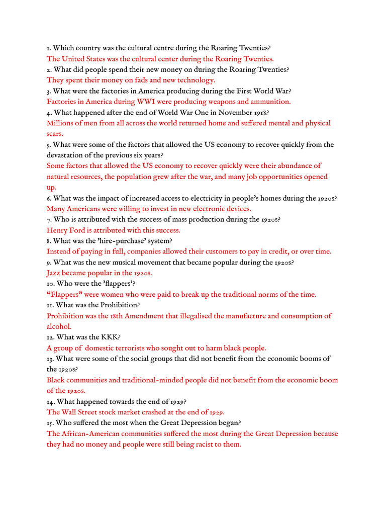 Roaring Twenties: Culture and Economy Insights | PDF