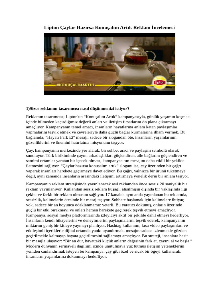 Lipton Reklam Incelemesi | PDF