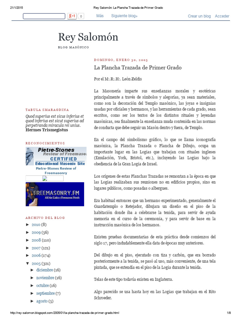 Plancha Trazada de Primer Grado | PDF | Masonería | Columna