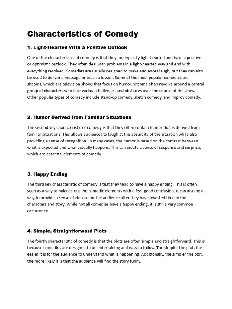 Characteristics of Comedy | PDF | Comedy | Humour