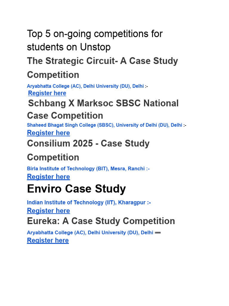 Top Competitions for Students on Unstop | PDF