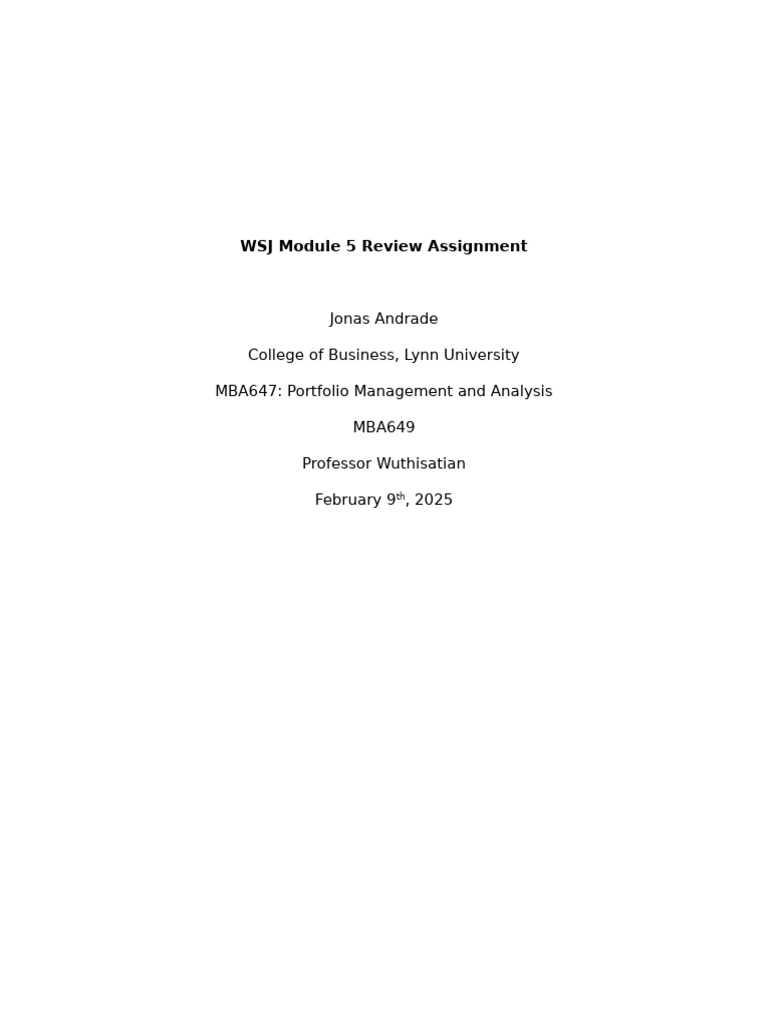 WSJ Module 5 Review Assignment1 | PDF | Recession | Stock Market