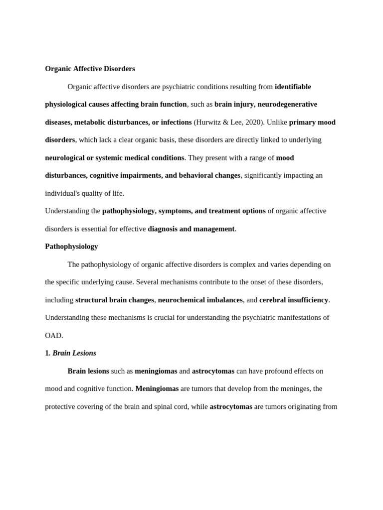 Understanding Organic Affective Disorders | PDF | Mental Disorder | Mania