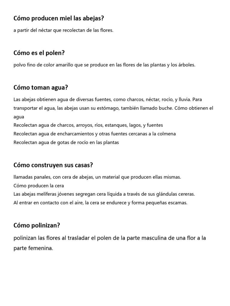 Cómo Producen Miel Las Abejas | PDF