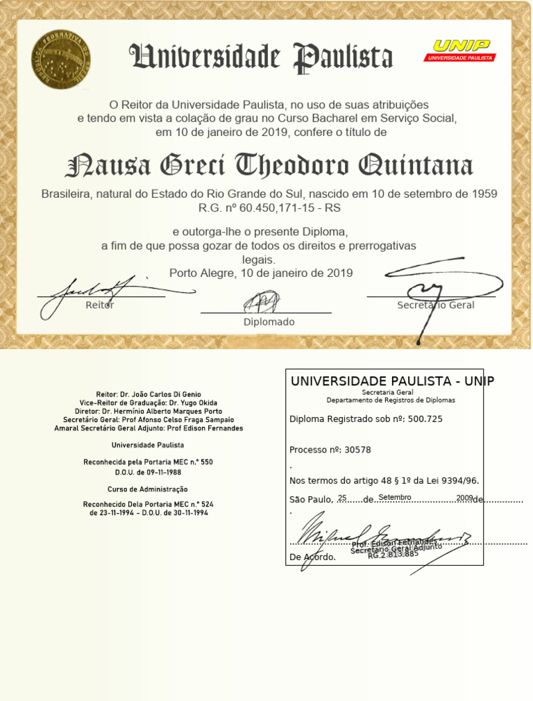 Diploma Unip Marcelo | PDF | Brasil