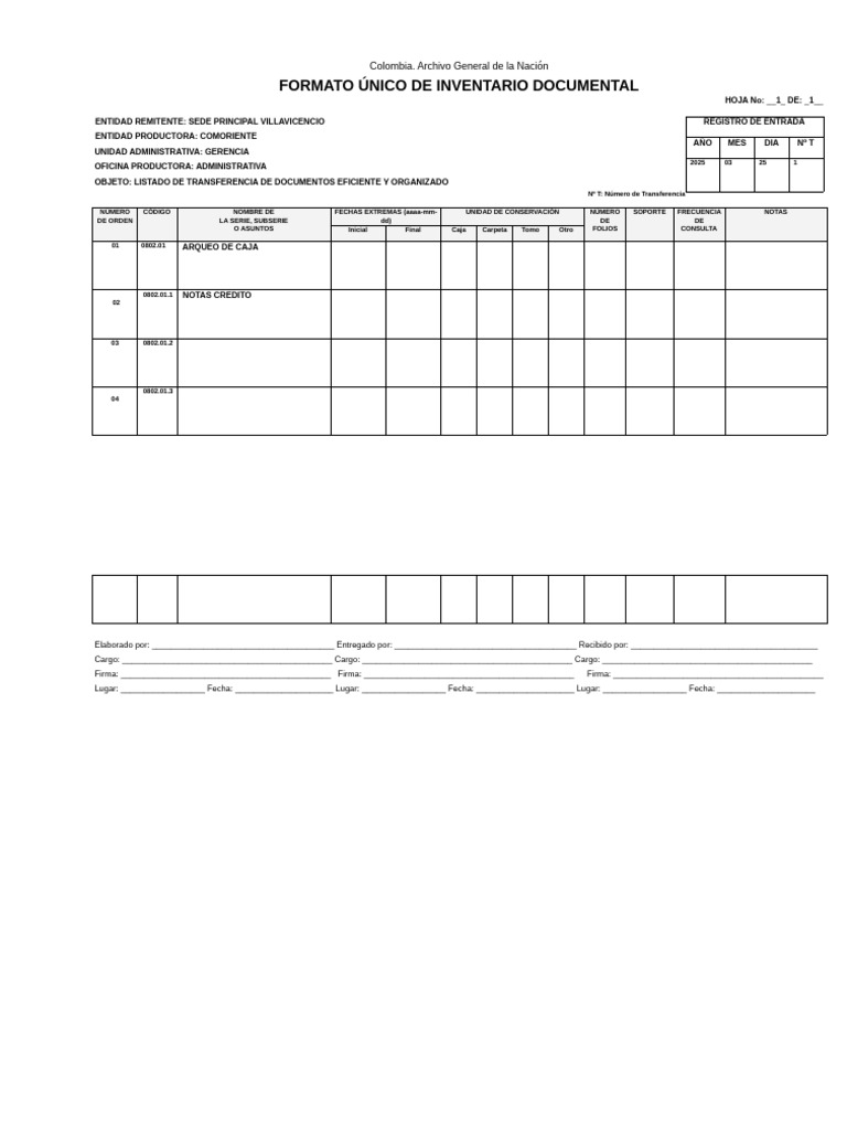 Formatounicoinventariodocumental SSSS | PDF