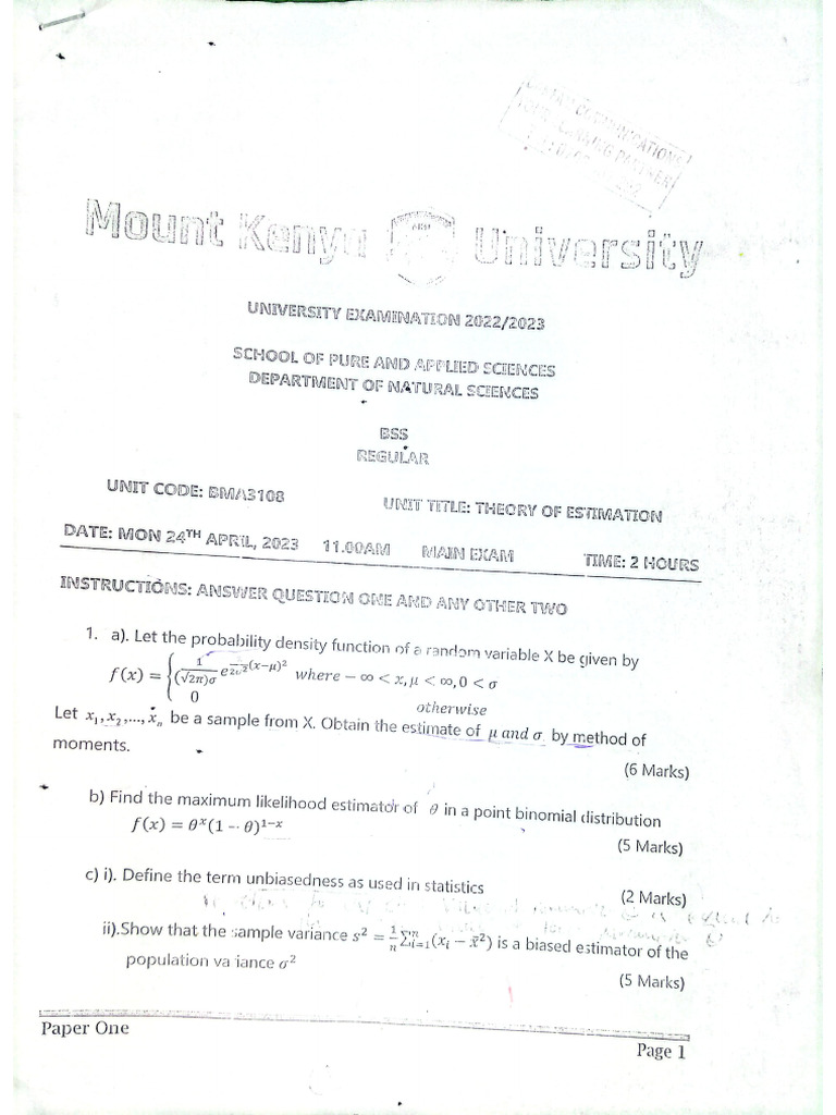 Theory of Estimation-1 | PDF