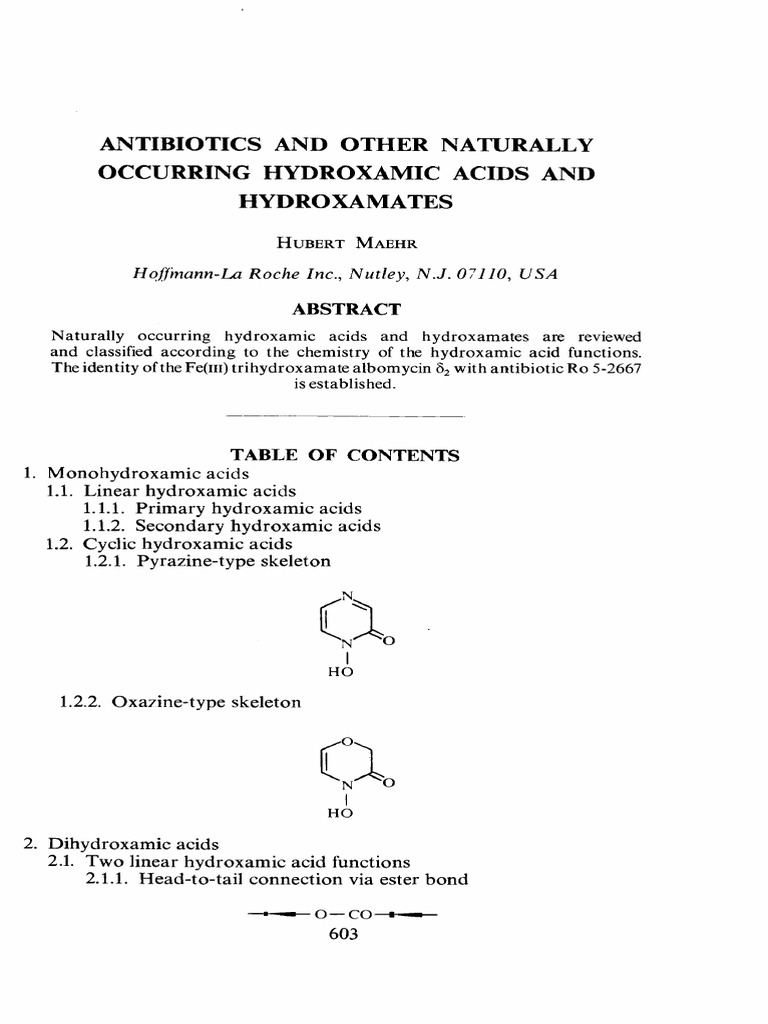 Antibiotics & Naturally Occuring Hydroxamic Acids | PDF | Coordination ...