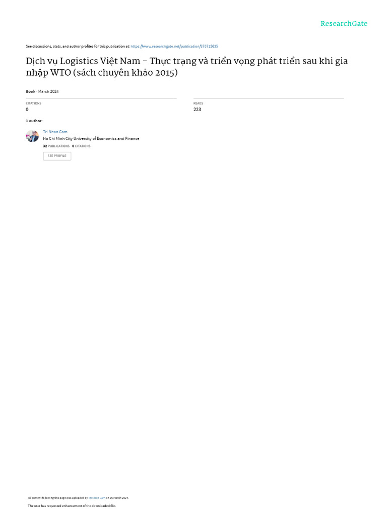 D CHV Logistics Vi T Nam - TH CTR NG Và Tri NV NG Phát Tri N Sau Khi Gia NH P WTO (Sách Chuyên ...