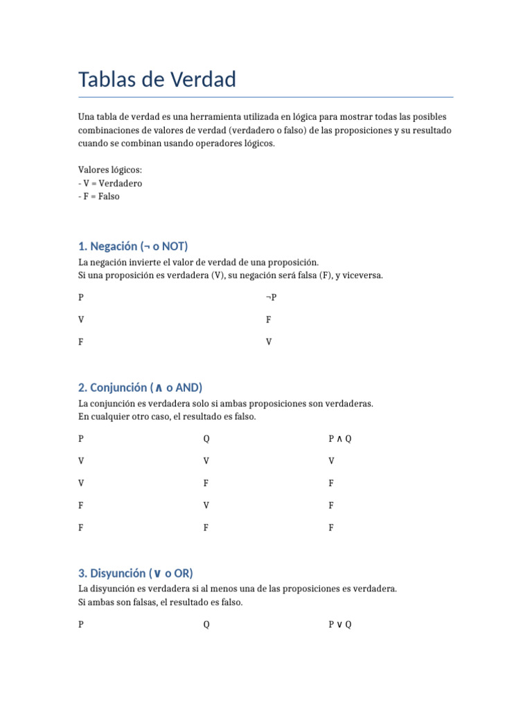 Tablas de Verdad | PDF | Gramática | Semiótica