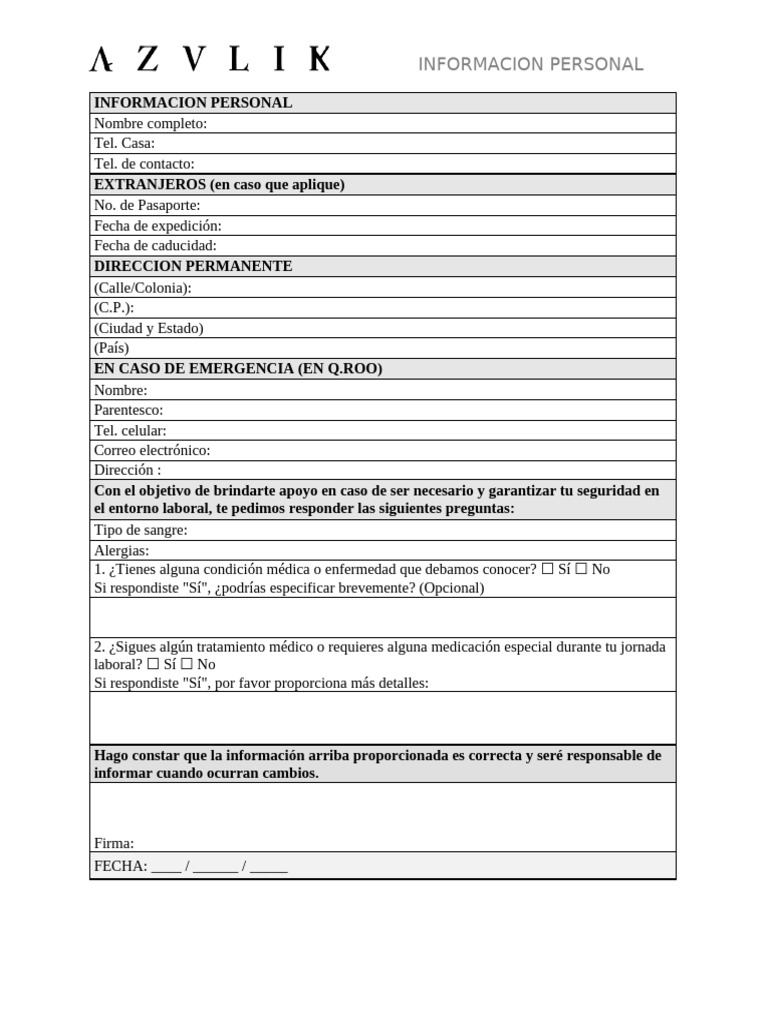 Información Personal | PDF