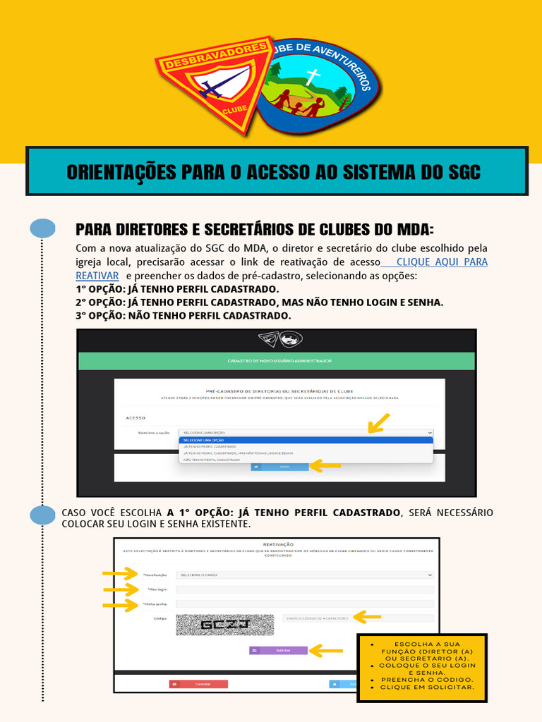 Orientações para o Acesso Ao Sistema Do SGC Mda | PDF | Senha | Fazer login