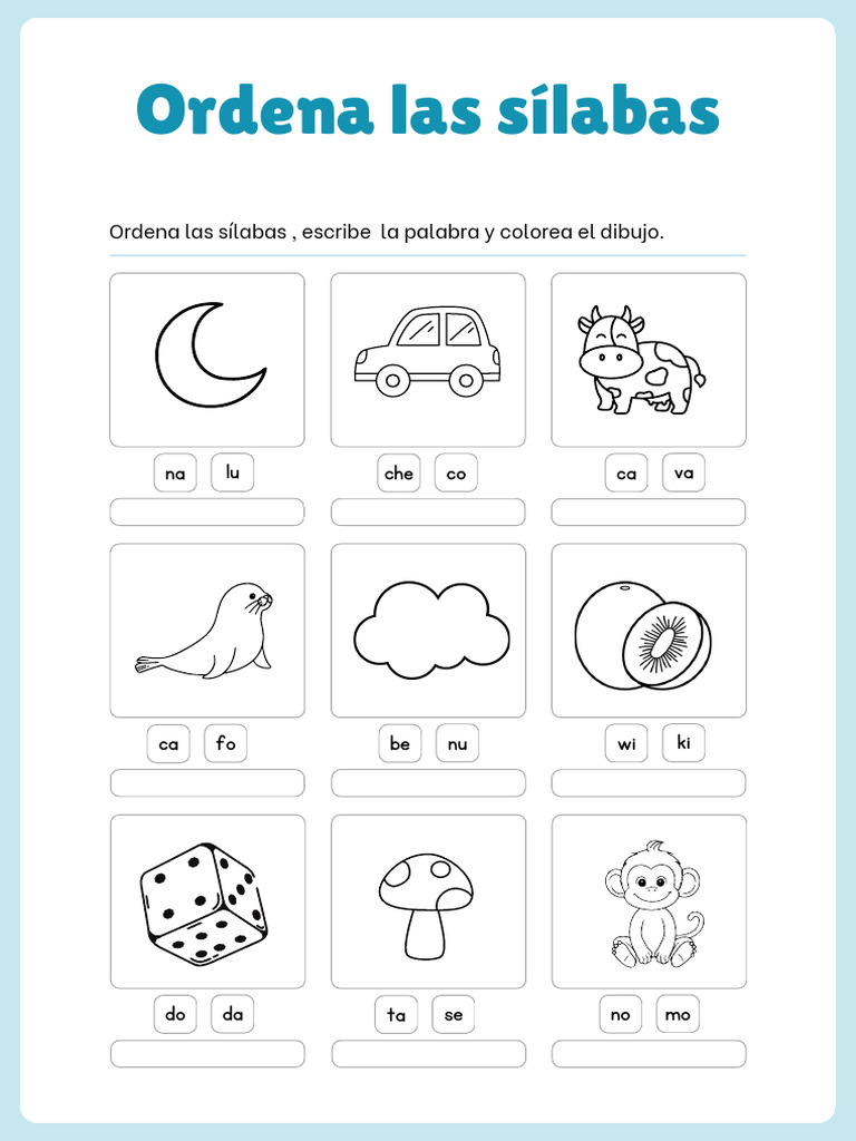 Fichas Ordenar Silabas para Formar Palabras | PDF
