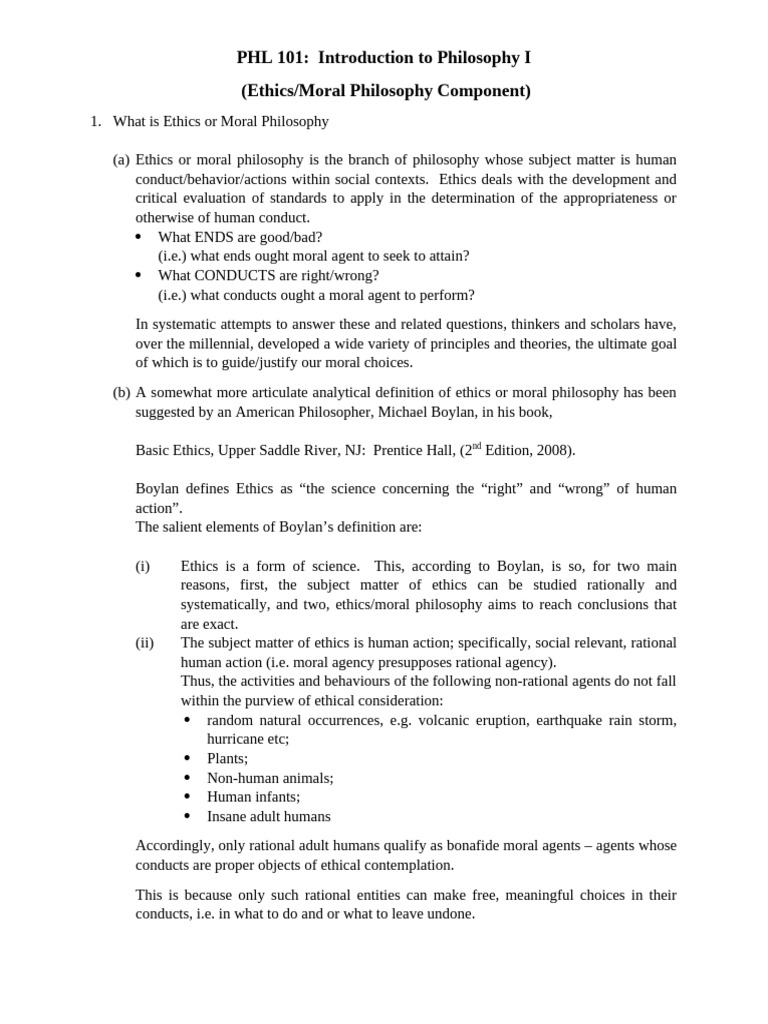 Ethics & Moral Philosophy Component | PDF | Morality | Liberal Arts ...