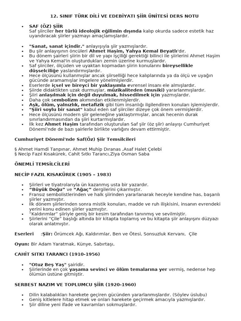 12 Tde Şi̇i̇rders Not. | PDF