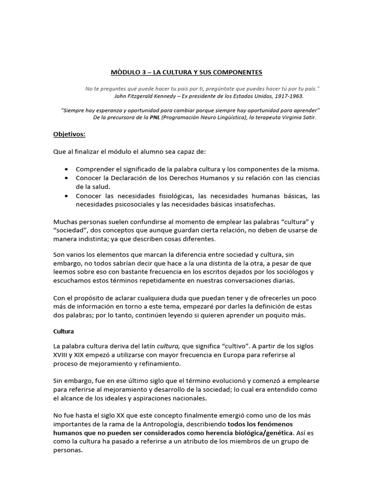 Componentes de la Cultura Humana | PDF | Sociedad | Agua