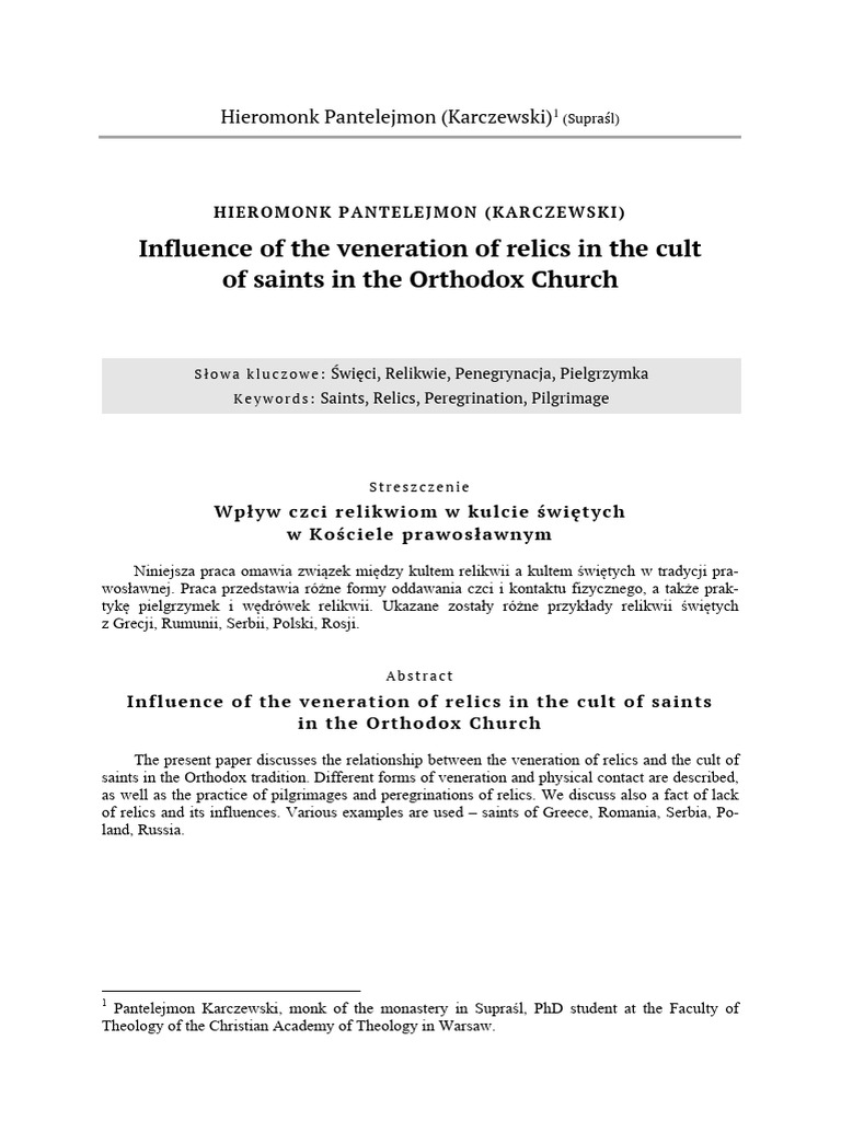 Influence of the Veneration of Relics in the Cult of Saints in the Orthodox Church | PDF | Relic ...